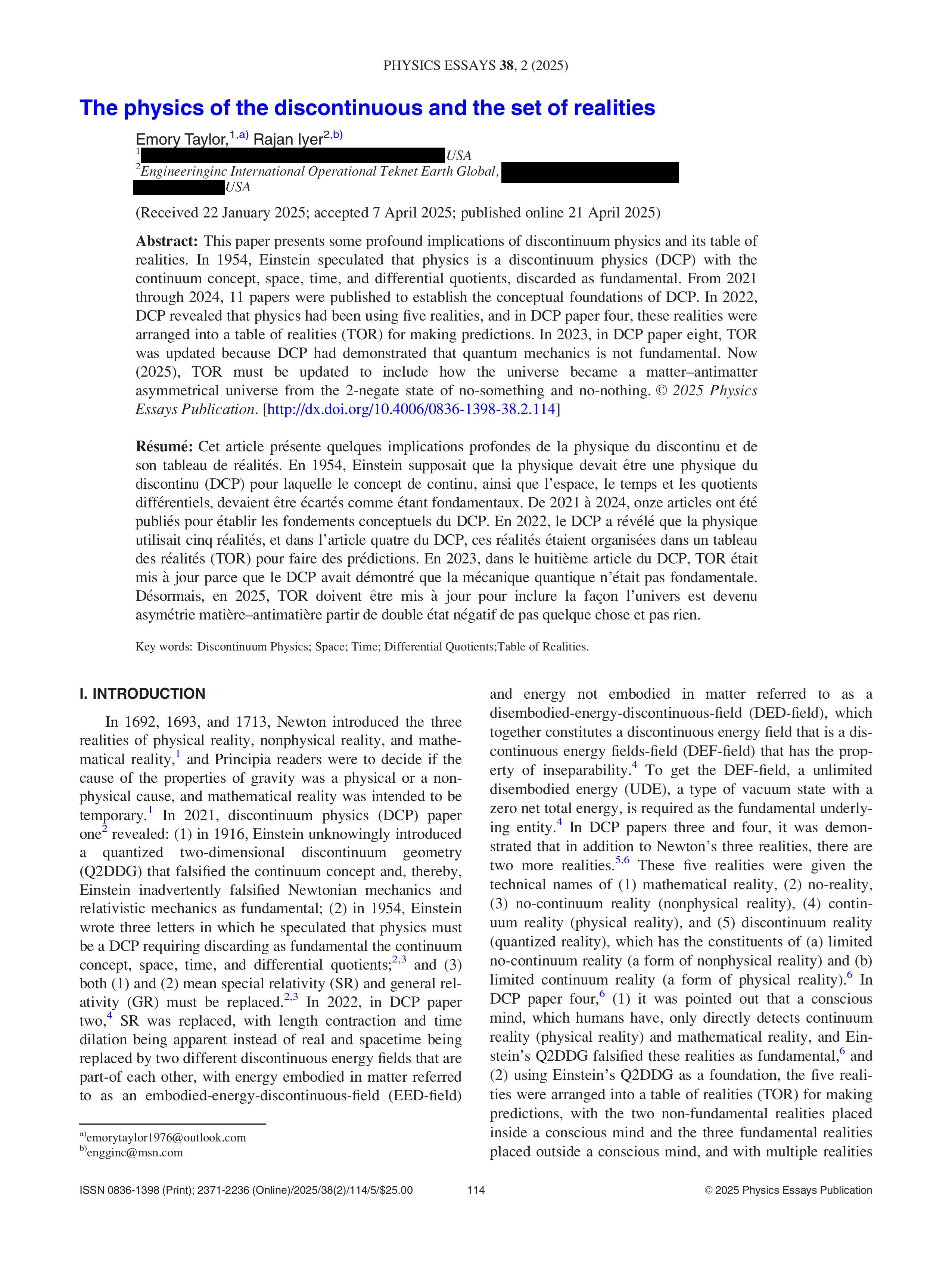 Published Paper 12 – Discontinuum Physics